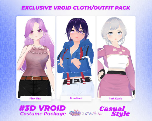 Everyday Casual Girl Outfit Pack to Personalize 3D VRoid Model Styles ...