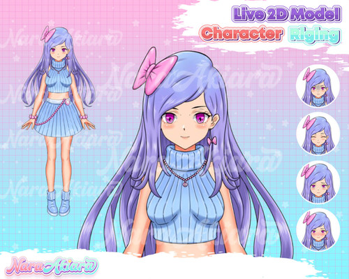 Dive into Virtuality with Our Vtuber Live2D Blue Long-Haired Anime Girl ...