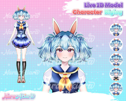 Vtuber Live2d Model Playful Twintail Bunny Girl for Streamer Delights ...