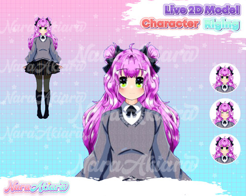 Discover Magic in Ordinary with Vtuber Live2D Anime Student Girl Purple ...