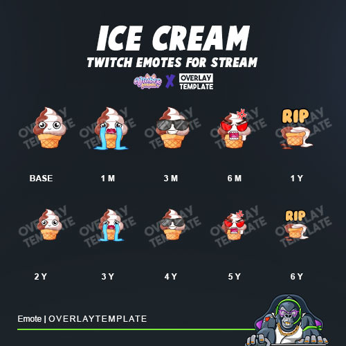 Ice Cream Emotes for Streamers Sweet and Colorful Icons to Delight Your ...