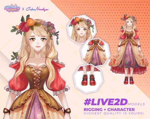 Classic Vintage Brown Anime Girl Live2D Vtuber Model for Streamers ...