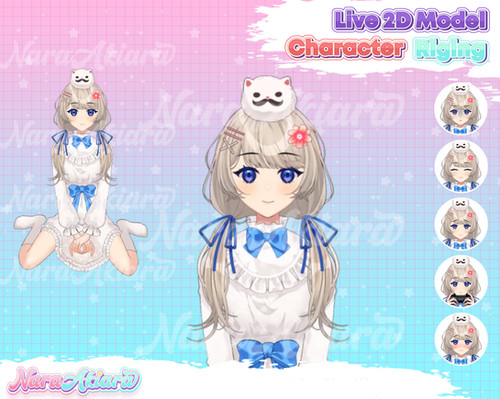 Charming Sitting Girl Pose Anime VTuber Models: Live2D Animation ...