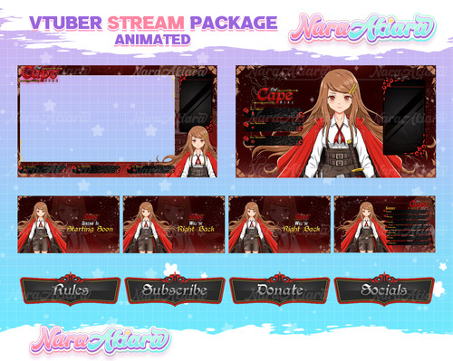 Elevate Your Stream with the Anime Red Cape Girl Overlay Stream Package ...