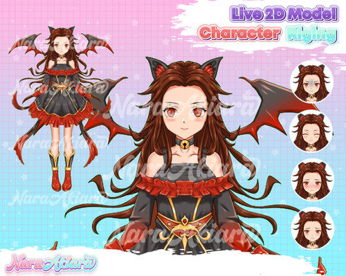 Alluring Red Devil Girl Anime VTuber Models Ignite Your Persona Live2D ...