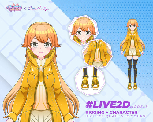 Fun Streaming with VTuber: Anime Girl in Orange Jacket | Vtubergraphic