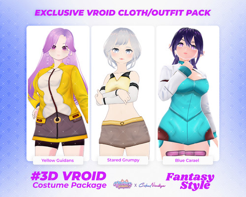 Complete 3D Vroid Outfit Bundle with Modern and Fantasy Styles ...