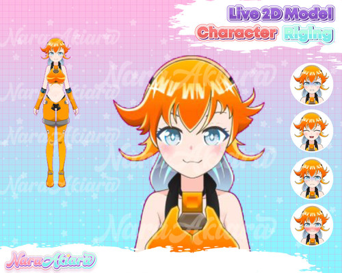 Vibrant Charm with Vtuber Live2d Model Anime Orange Short Hair Girl ...