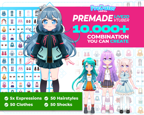 Anime Maiden Loli Vtuber Design: 50 Custom Choices for Dresses ...