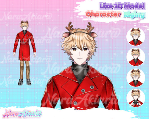 Exquisite Vtuber Live2D Models Red-Clad Anime Males Ready for Christmas ...