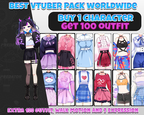 World-Class VTuber Live2D Pack V8 with 100 Outfits for Every Streamer ...