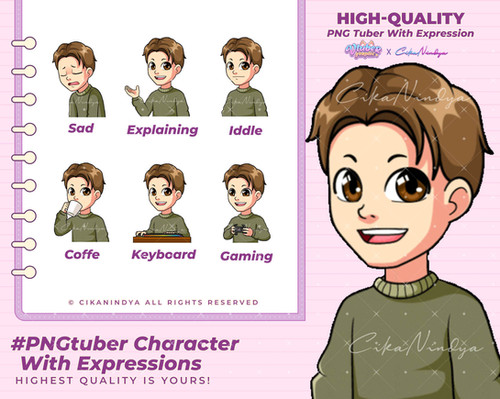 Vibrant PNG Tuber Character Sticker Man V1 for Enhance Your Streaming ...