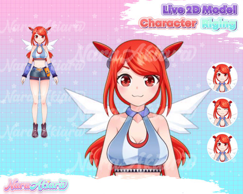 Energetic Vtuber Live2d Anime with Stunning Red Hair for Streamers ...