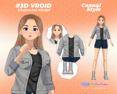Cute Anime Girl 3D Vroid Model Yesha VTuber Character for Streaming ...
