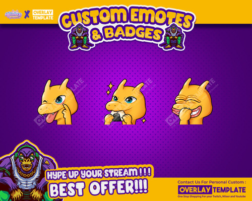 Charizard 1 Fire Breathing Dragon Emote Art for Gaming and Streaming ...