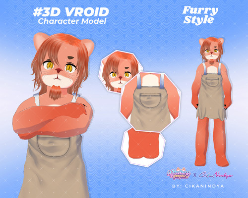 Fierce Anime Lion Boy 3D Vroid Model Raion VTuber Character Design ...