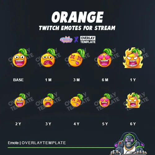 Orange Emotes Pack Fresh and Colorful Emotes to Brighten Up Your Stream ...