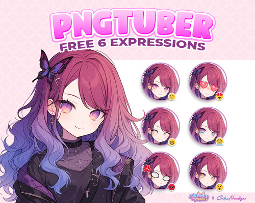 Lunar Riot PNGTuber Girl – Edgy Anime Style VTuber Avatar | Vtubergraphic