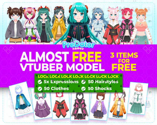 Free Vtuber Live2d Model, complete with an additional 3 outfits ...