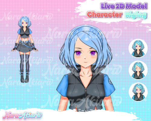 Express Your Style with Vtuber Live2d Anime Short Hair Blue Emo Girl ...
