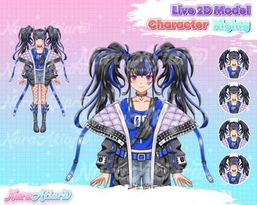 Dive Into the Cyber World with Our Vtuber Live2D Anime Blue Cyberpunk ...