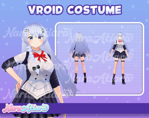 Embracing Timeless Style with Black and White Uniform 3D VRoid Attire ...