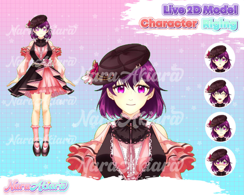 Chic Short Purple-Haired Anime VTuber Models Live2D Animation ...
