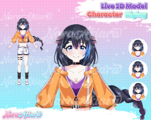 Vtuber Live2d Anime Braided Long Blue Hair Girl Streamer Edition ...