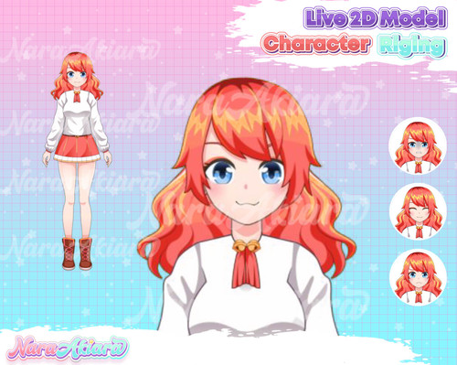 Energetic Vtuber Live2d Anime Character in Red School Outfit ...