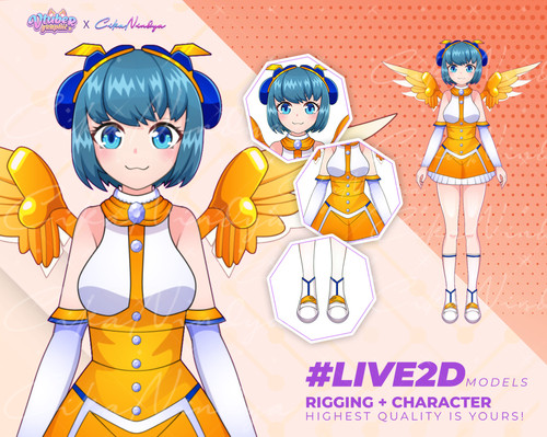 Live2D VTuber Accessory: Radiant Yellow Wings for Streamers | Vtubergraphic