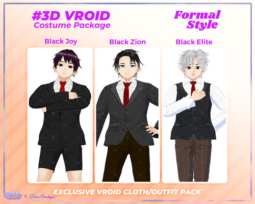 Sophisticated 3D VRoid Formal Wardrobe Male Pack for Digital Models ...