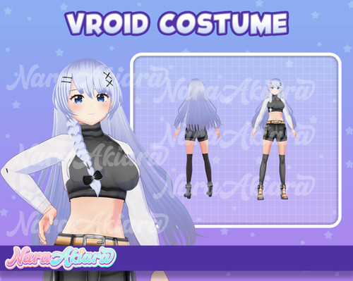 Feel Empowered in VRoid with Black Crop Top with Long Arm Sleeves ...