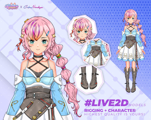 Live2D VTuber Model: Unique Pink-Haired Girl for Streamers | Vtubergraphic