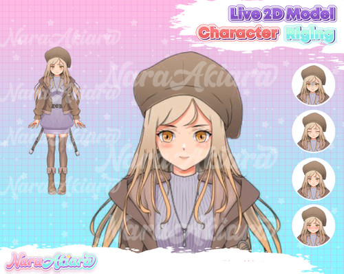 Charming Vtuber Live2d Model Anime Girl with Brown Casual Clothes ...