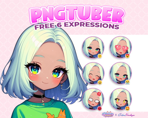 Anime-Style PNGTuber Girl Asset for Cute and Expressive Streaming ...
