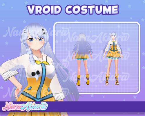 Enhance Your Vtuber Stream with the 3D Vroid Costume Yellow and White ...