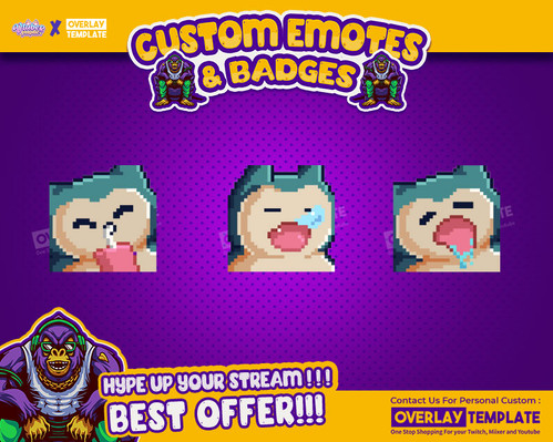 Snorlax Pixelated Emote Set 2 for Chill and Relaxed Stream Moments ...