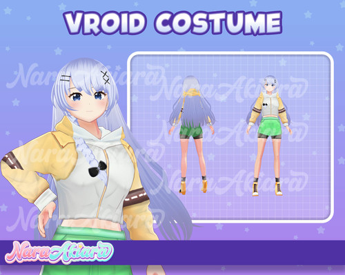 Unleash Your Avatar's Style with our 3D Vroid White Varsity Crop Jacket ...