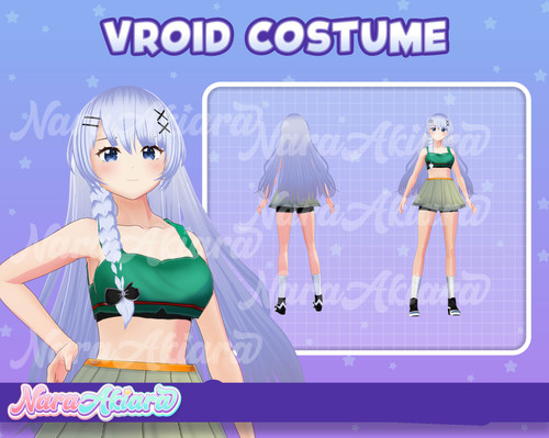 Dress Your Model in Green Seamless Bra with Skirt Styles 3D Clothes ...