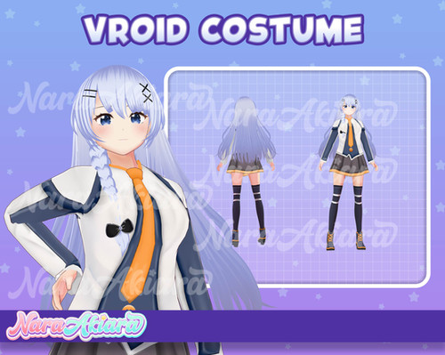Suit Up Your Avatar with White Blue Casual Cyberpunk Uniform 3D VRoid ...