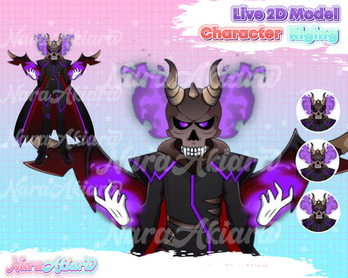 Fuel Your Stream with Vtuber Live2d Anime Male Purple Skull Fire ...