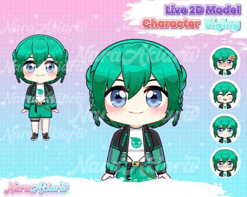 Elevate Your Vtuber Experience with the Chibi Green Hair Girl Live2d ...