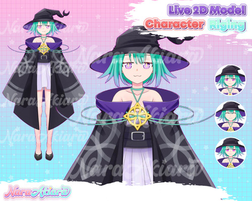Unleash the Magic with the Anime Green Hair Wizard Girl Vtuber Live2d ...