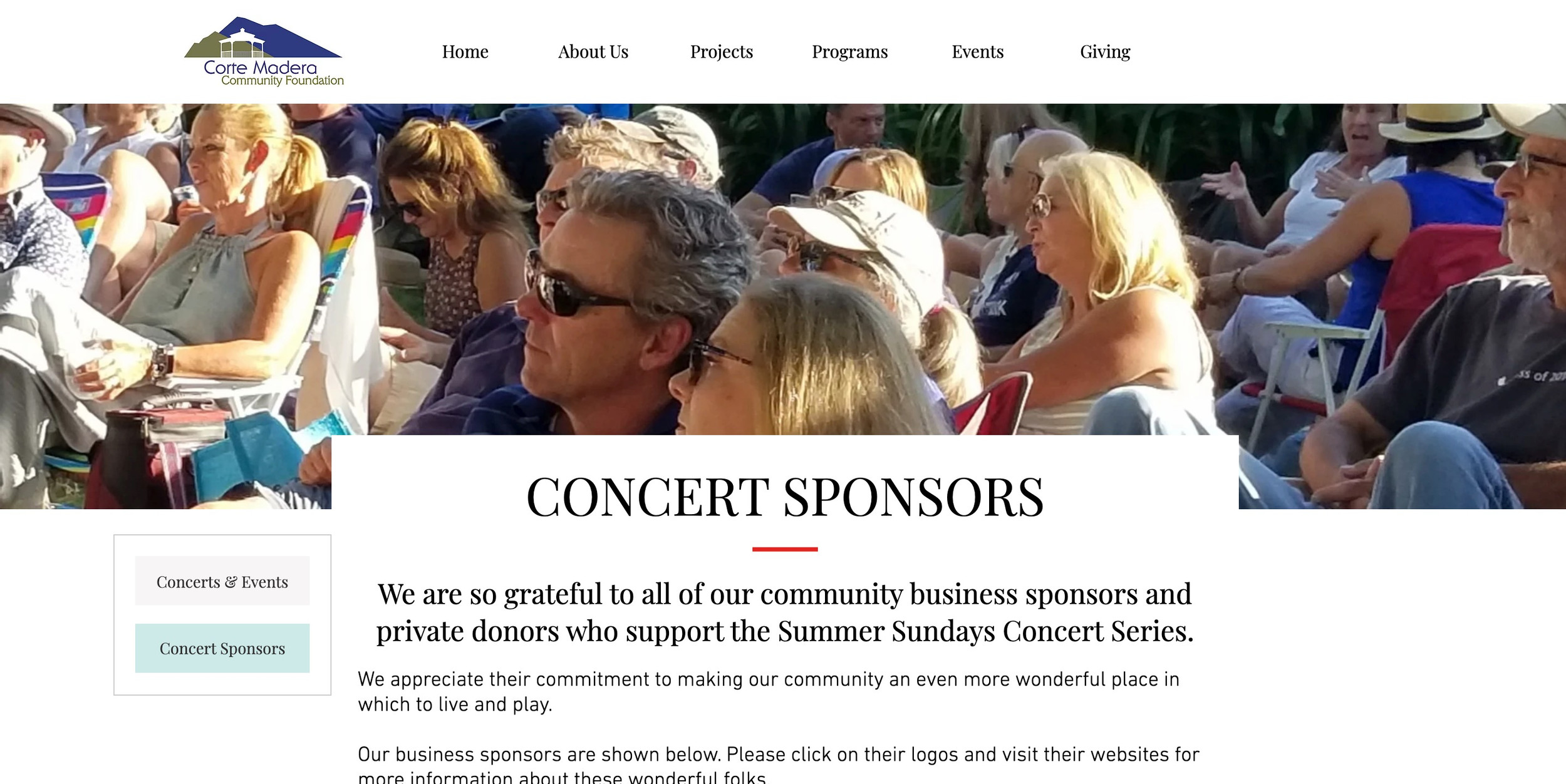 Corte Madera Summer Concert Sponsors | Corte Madera Community Foundation