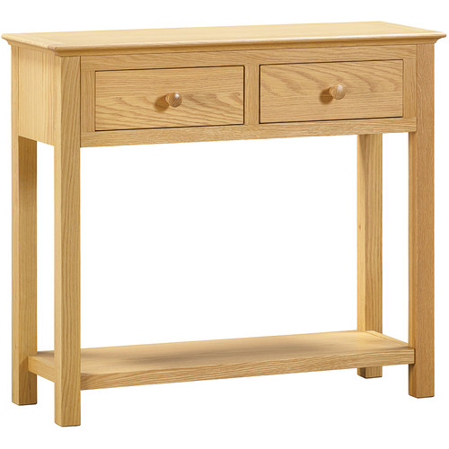 Minehead Oak Console Table With 2 Drawers | Western Carpets