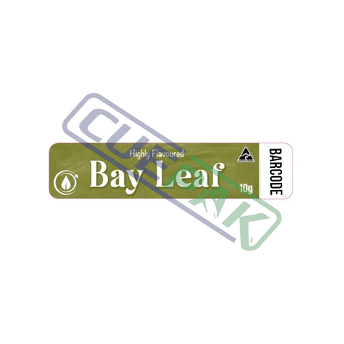 Bay Leaf Stickers With Barcode 10g | 100 Labels Per Roll | CUE BR Plastics