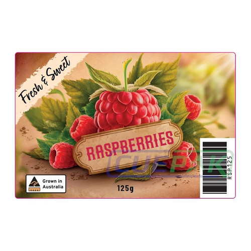 Raspberries Stickers 125g | 500 Labels Per Roll | CUE BR Plastics