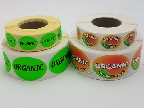 Organic Stickers | 1000 Per Roll | Small & Large | CUE BR Plastics