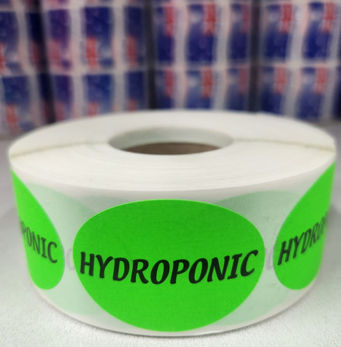 Hydroponic Stickers | Large Oval | 1000 Per Roll | CUE BR Plastics