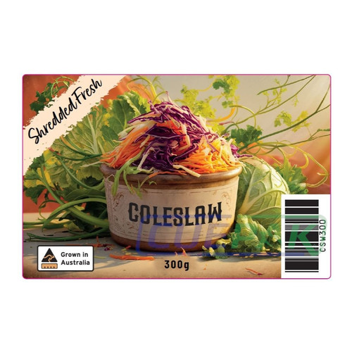 Coleslaw Stickers 300g | 500 Labels Per Roll | CUE BR Plastics